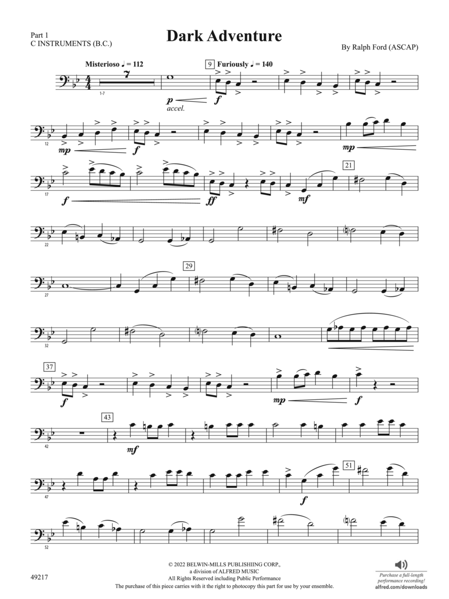 Dark Adventure: Part 1 - C Instruments (B.C.) - Concert Band - Digital ...