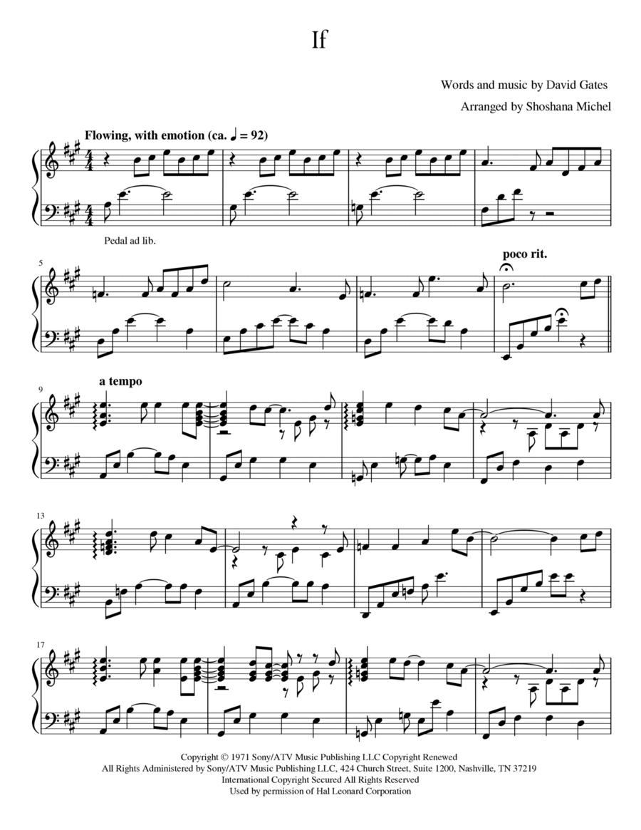 If by Bread - Piano Solo - Digital Sheet Music | Sheet Music Plus
