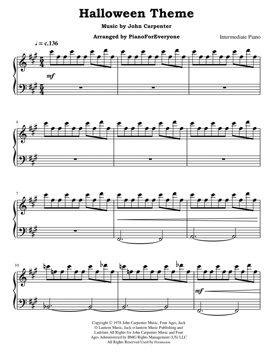 Halloween Theme - Piano Solo - Digital Sheet Music | Sheet Music Plus