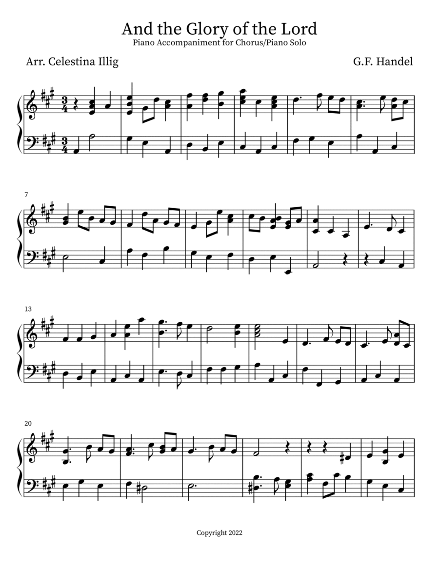 And the Glory of the Lord PIANO ACCOMPANIMENT by George Frideric Handel ...