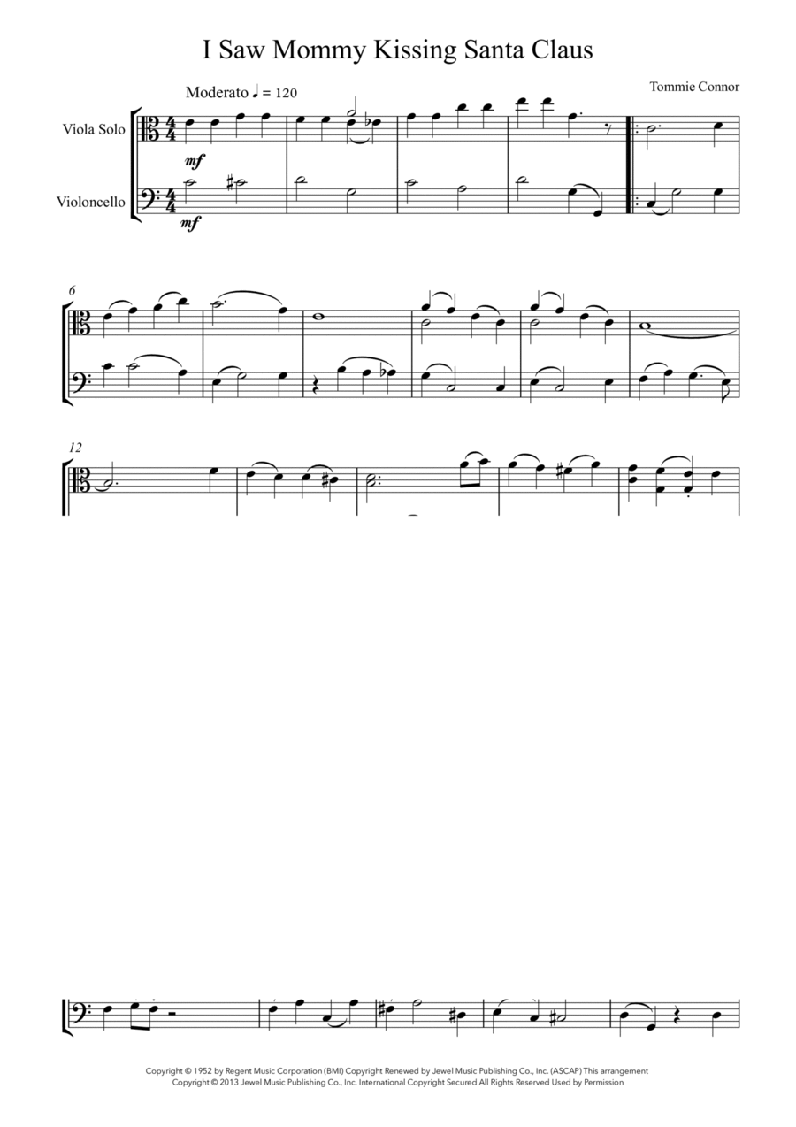I Saw Mommy Kissing Santa Claus by Tommie Connor - String Duet ...