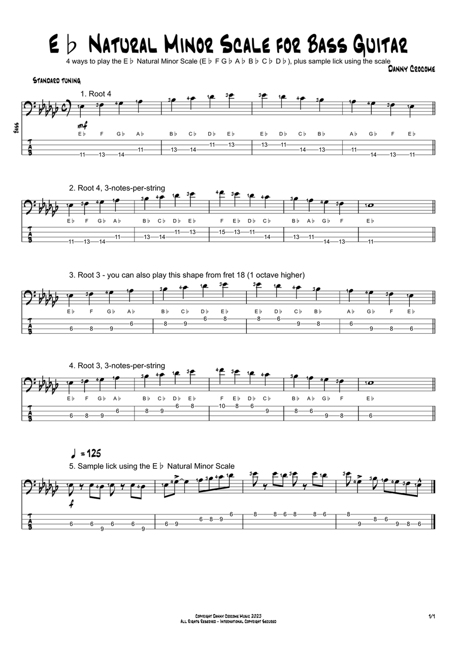 Eb Natural Minor Scale for Bass Guitar (4 Ways to Play) - Guitar ...