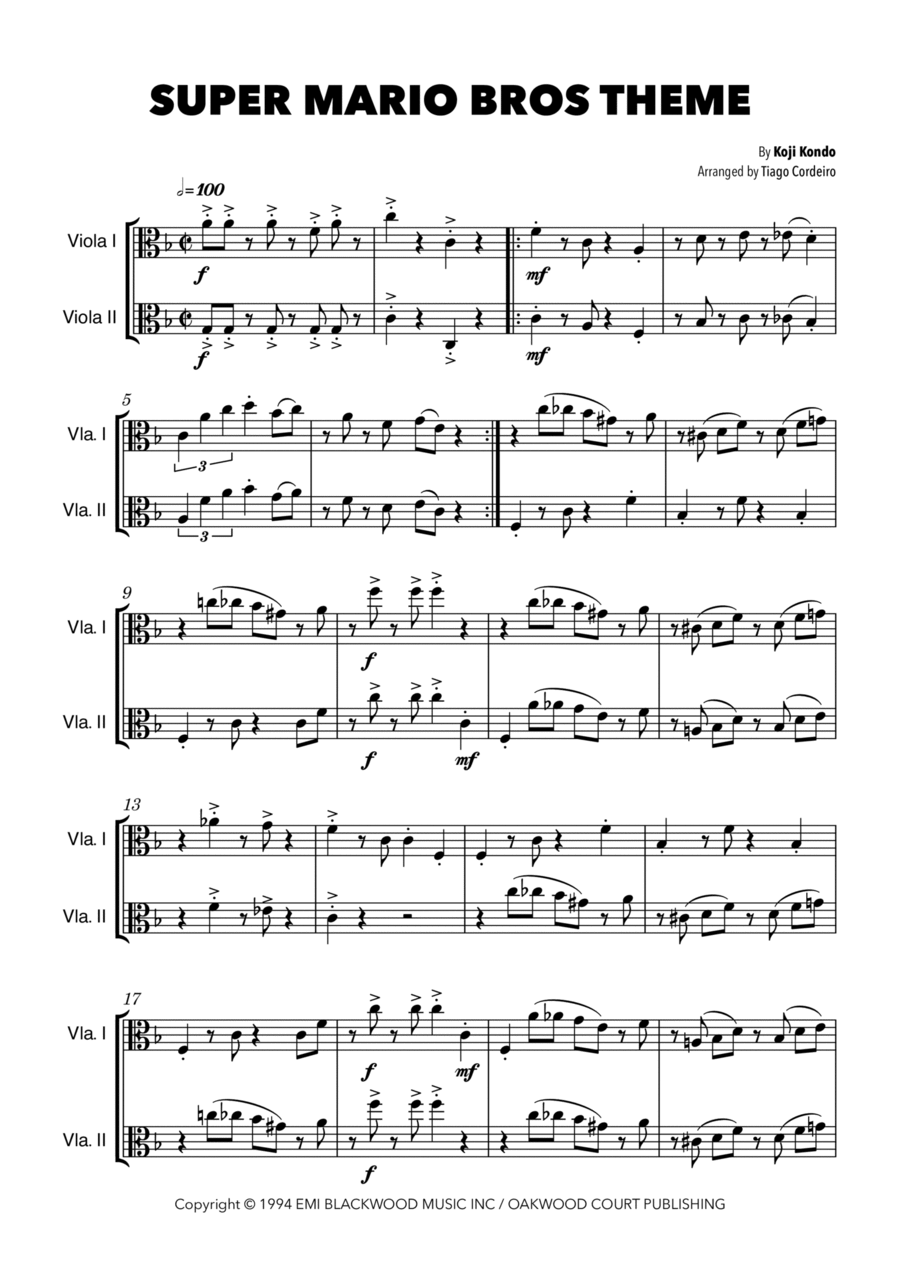Super Mario Bros Theme - String Duet - Digital Sheet Music | Sheet ...