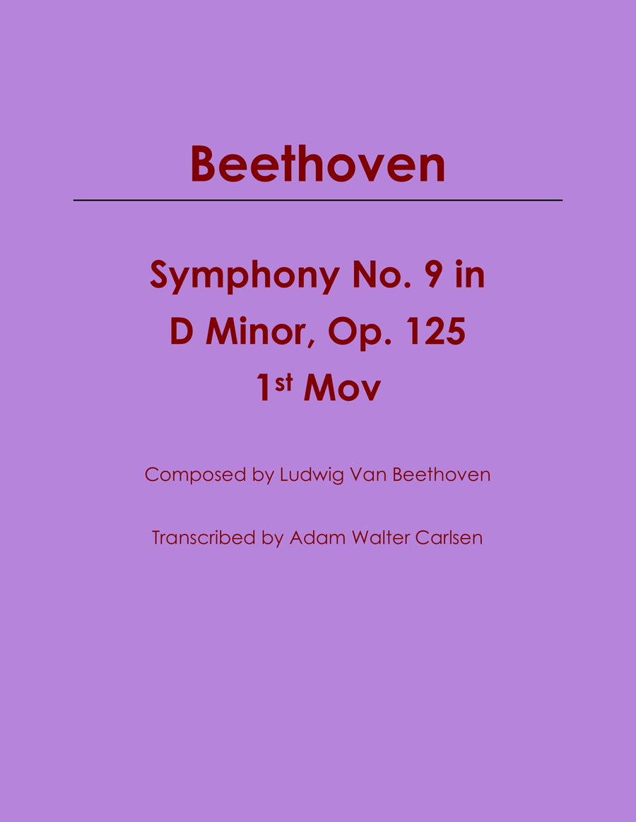 Beethoven Symphony No. 9 Mov. 1 - Piano Solo - Digital Sheet Music ...