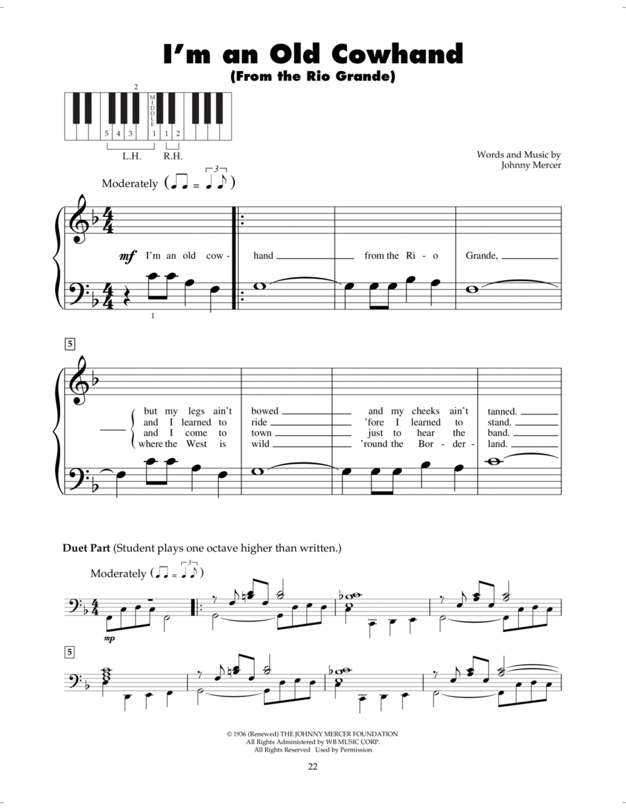 I'm An Old Cowhand (From The Rio Grande) by Johnny Mercer - Piano ...