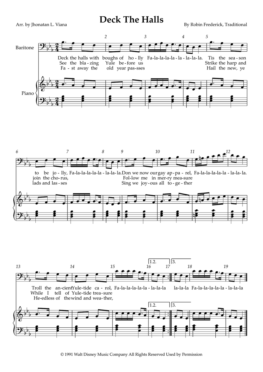 Deck The Halls by Traditional - Voice Solo - Digital Sheet Music ...