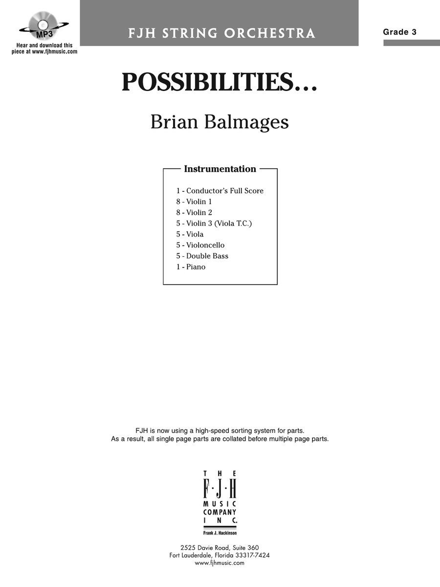 Possibilities...: Score by Brian Balmages - String Orchestra - Digital ...
