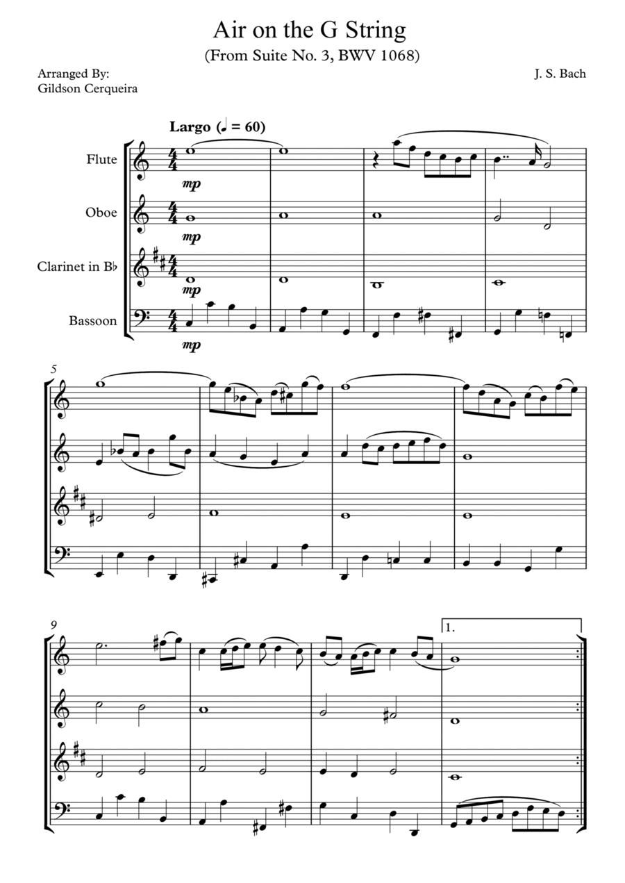 Air on the G String by Johann Sebastian Bach - Woodwind Quartet ...
