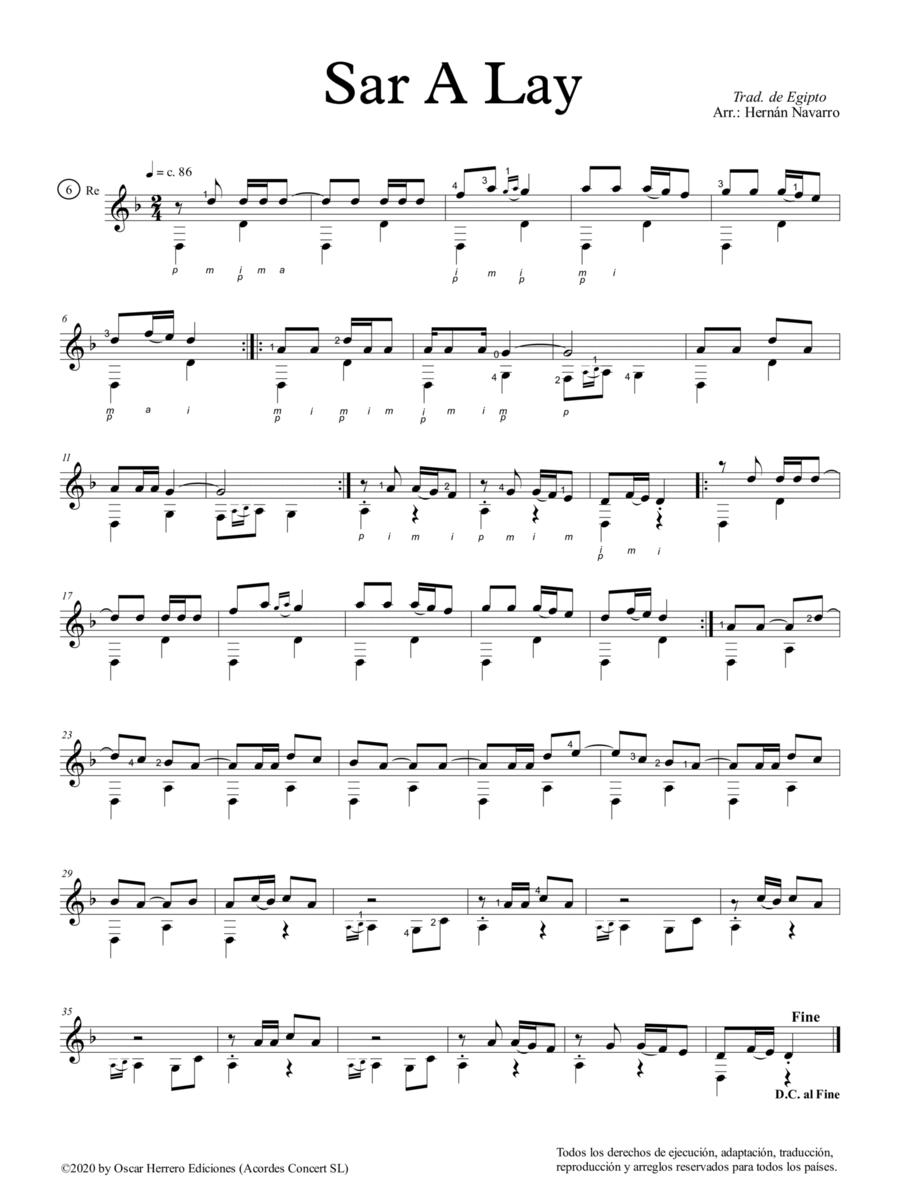 Sar A Lay - Acoustic Guitar - Digital Sheet Music | Sheet Music Plus