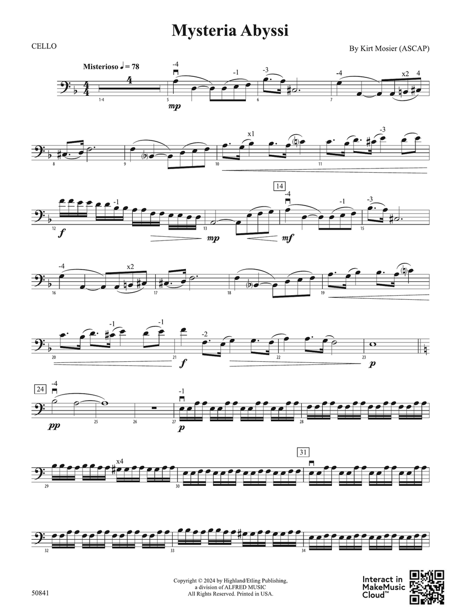 Mysteria Abyssi: Cello - String Orchestra - Digital Sheet Music | Sheet ...