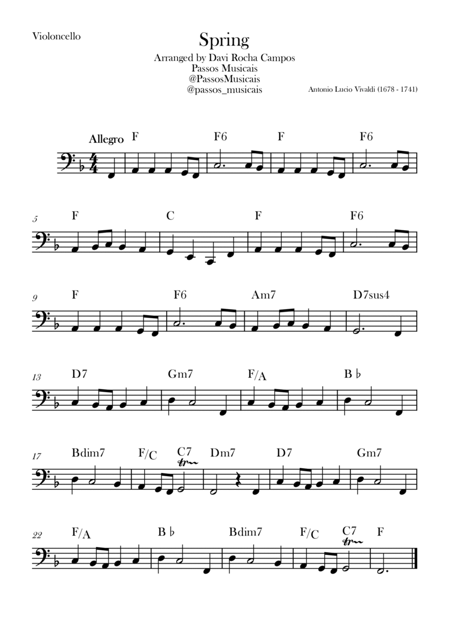 Spring - Cello Solo - Digital Sheet Music | Sheet Music Plus