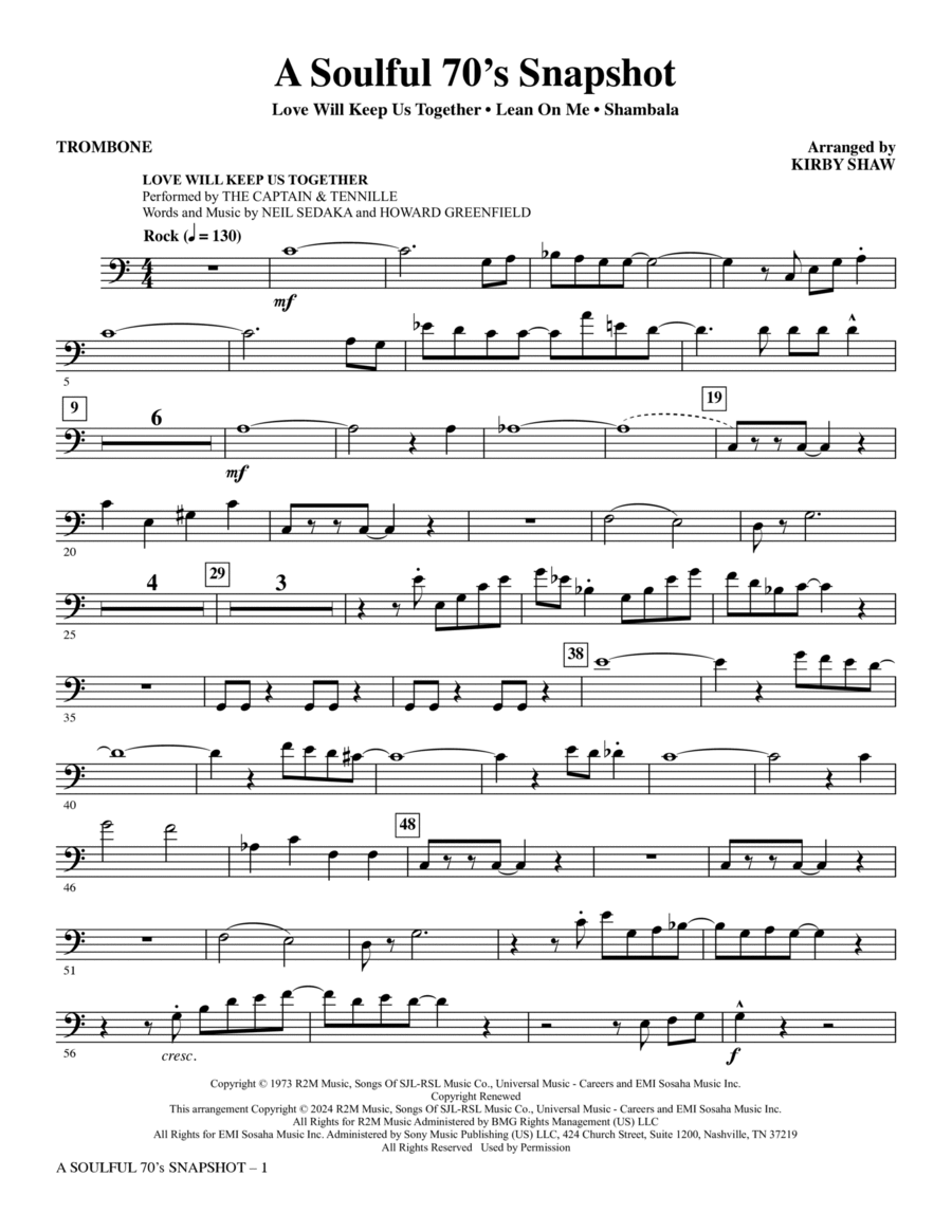 A Soulful 70's Snapshot (Medley) - Trombone by Kirby Shaw - Choir ...