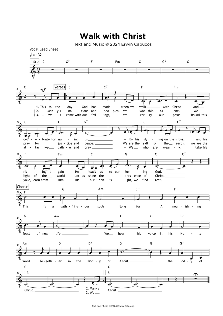 Walk with Christ - Piano, Vocal, Guitar - Digital Sheet Music | Sheet ...