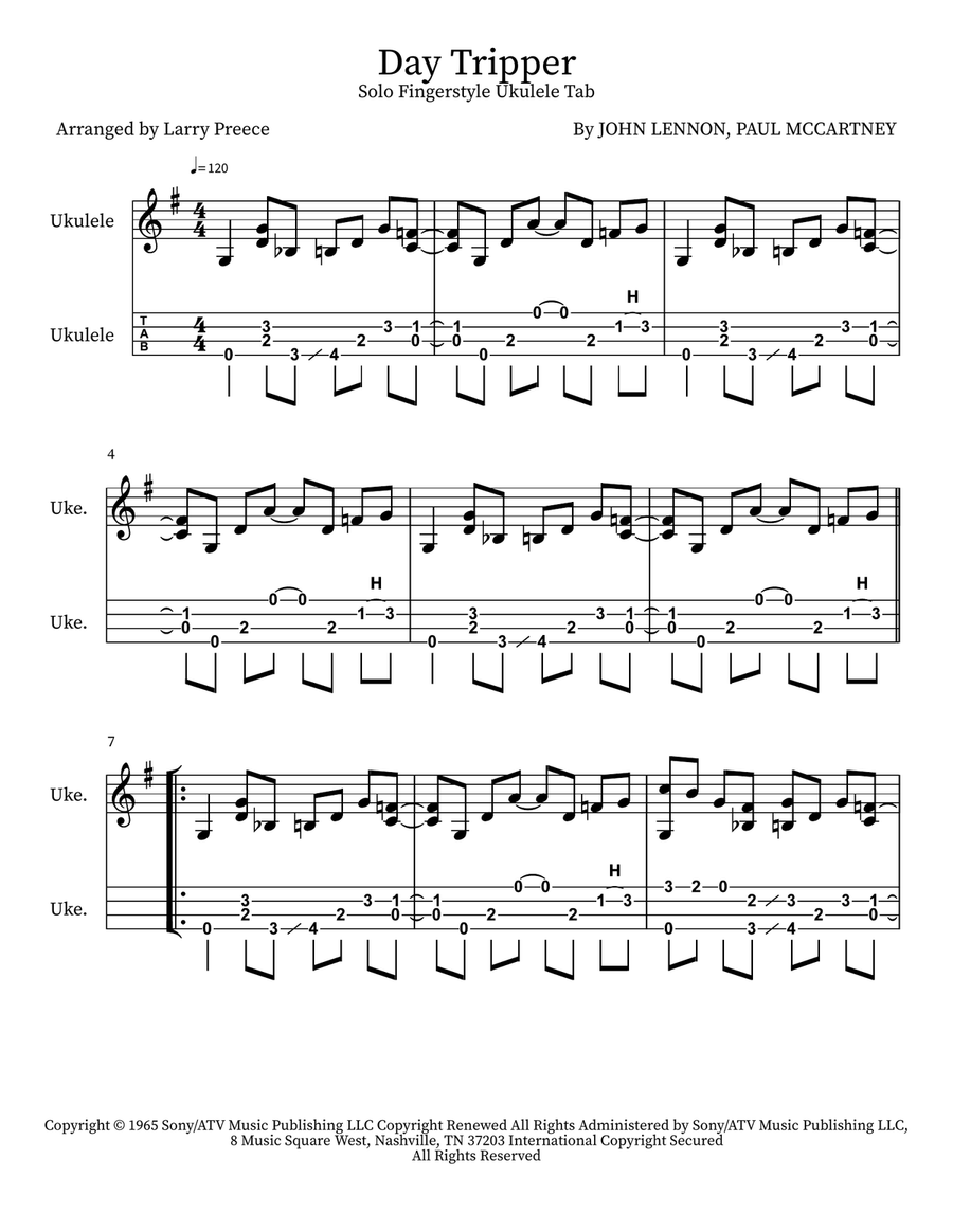 Day Tripper by The Beatles - Ukulele - Digital Sheet Music | Sheet ...