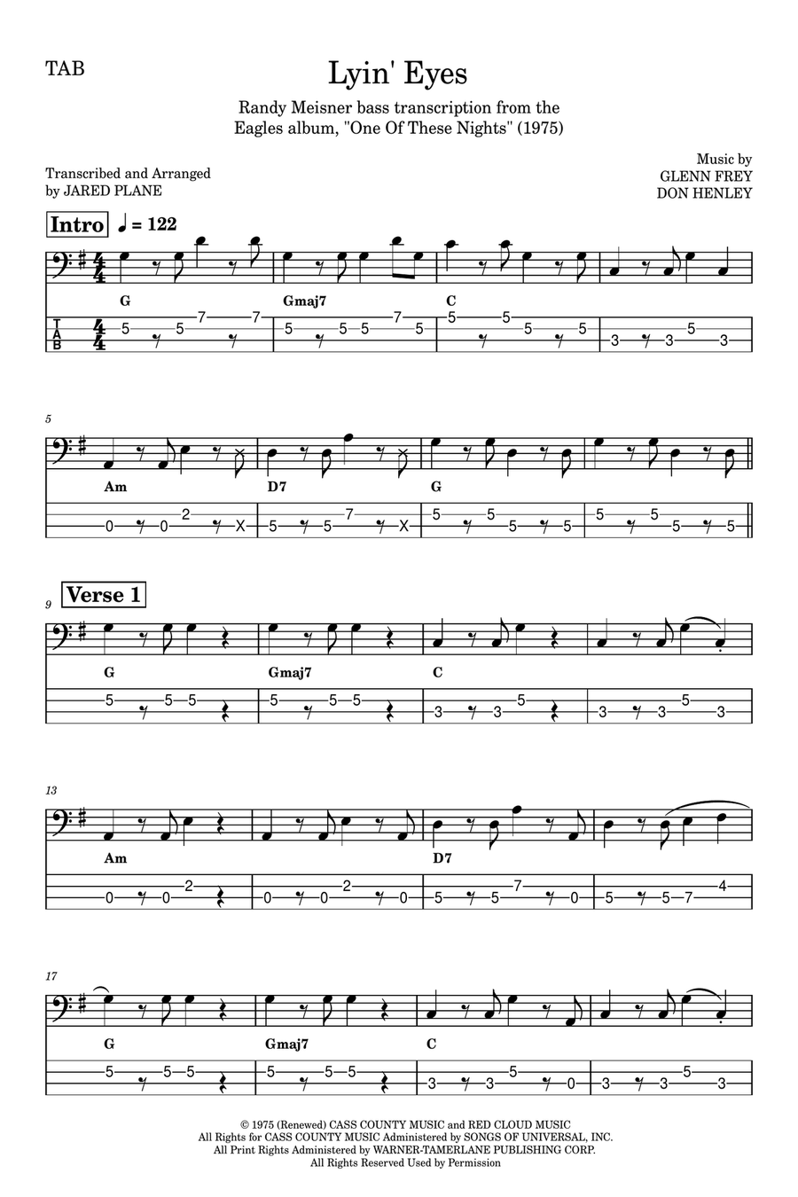 Lyin' Eyes by The Eagles - Guitar Tablature - Digital Sheet Music ...