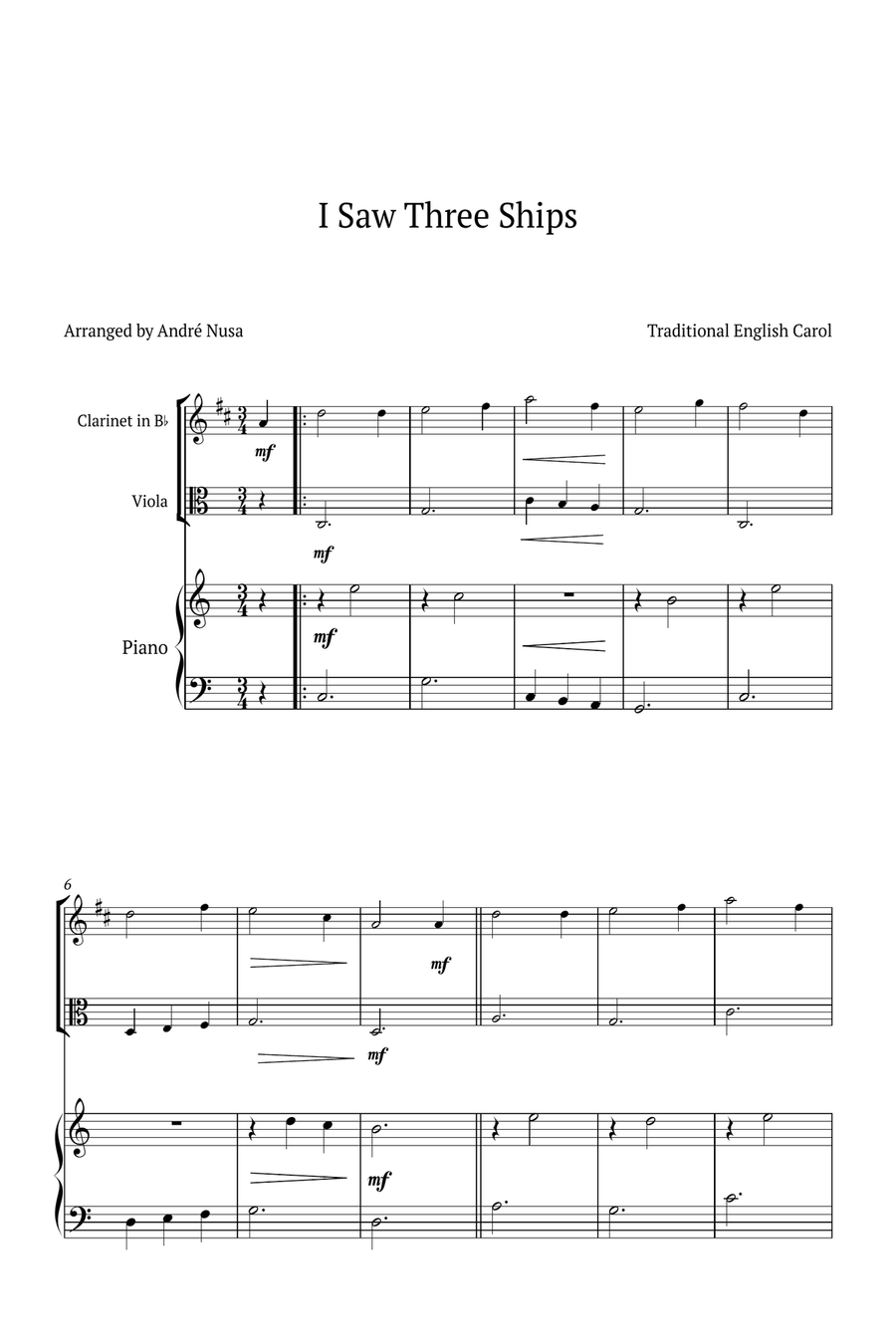 I Saw Three Ships by Traditional English Carol - B-Flat Clarinet ...