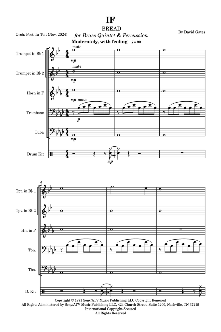 If by Bread - Brass Quintet - Digital Sheet Music | Sheet Music Plus