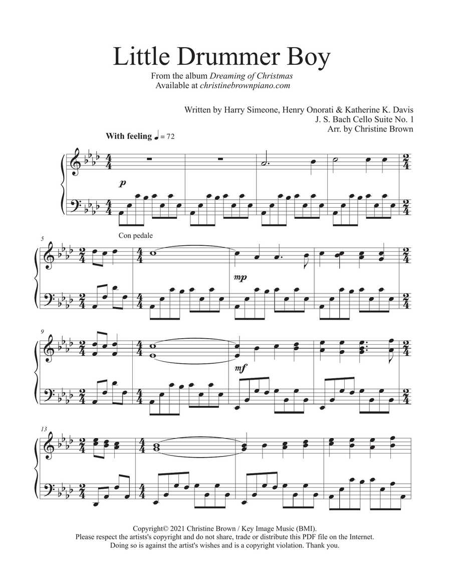 The Little Drummer Boy by Harry Simeone - Piano Solo - Digital Sheet ...