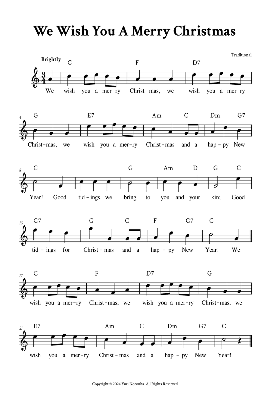 We Wish You A Merry Christmas - Lead Sheet (C Major) by Traditional ...