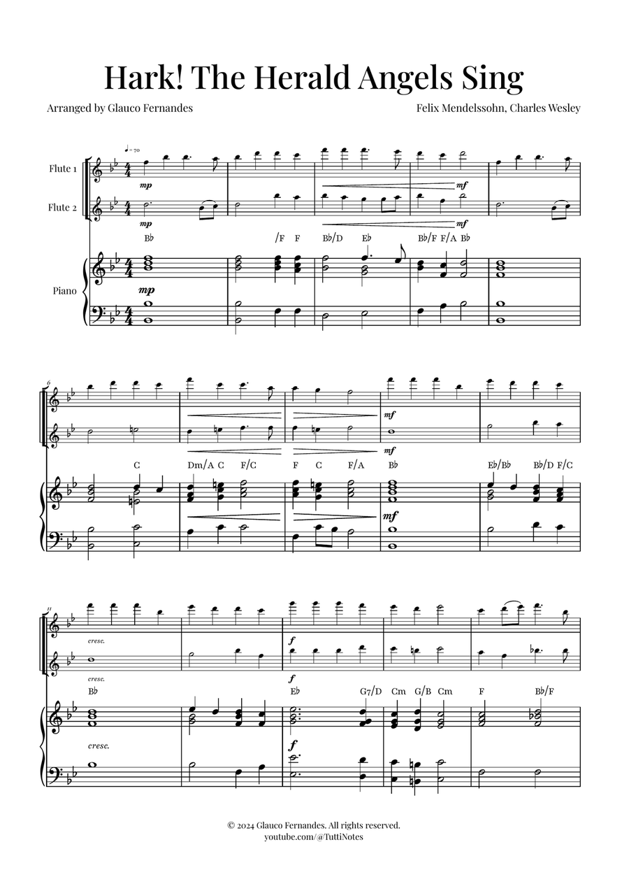 Hark! The Herald Angels Sing - Christmas Carol Duet by Felix Bartholdy ...