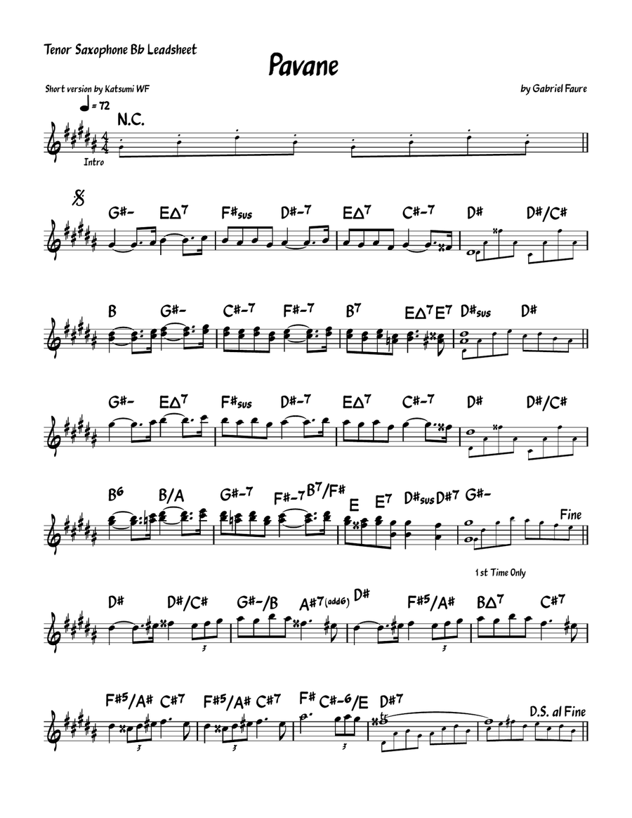 Pavane Op. 50 by Gabriel Faure - Tenor Saxophone, Saxophone Solo ...