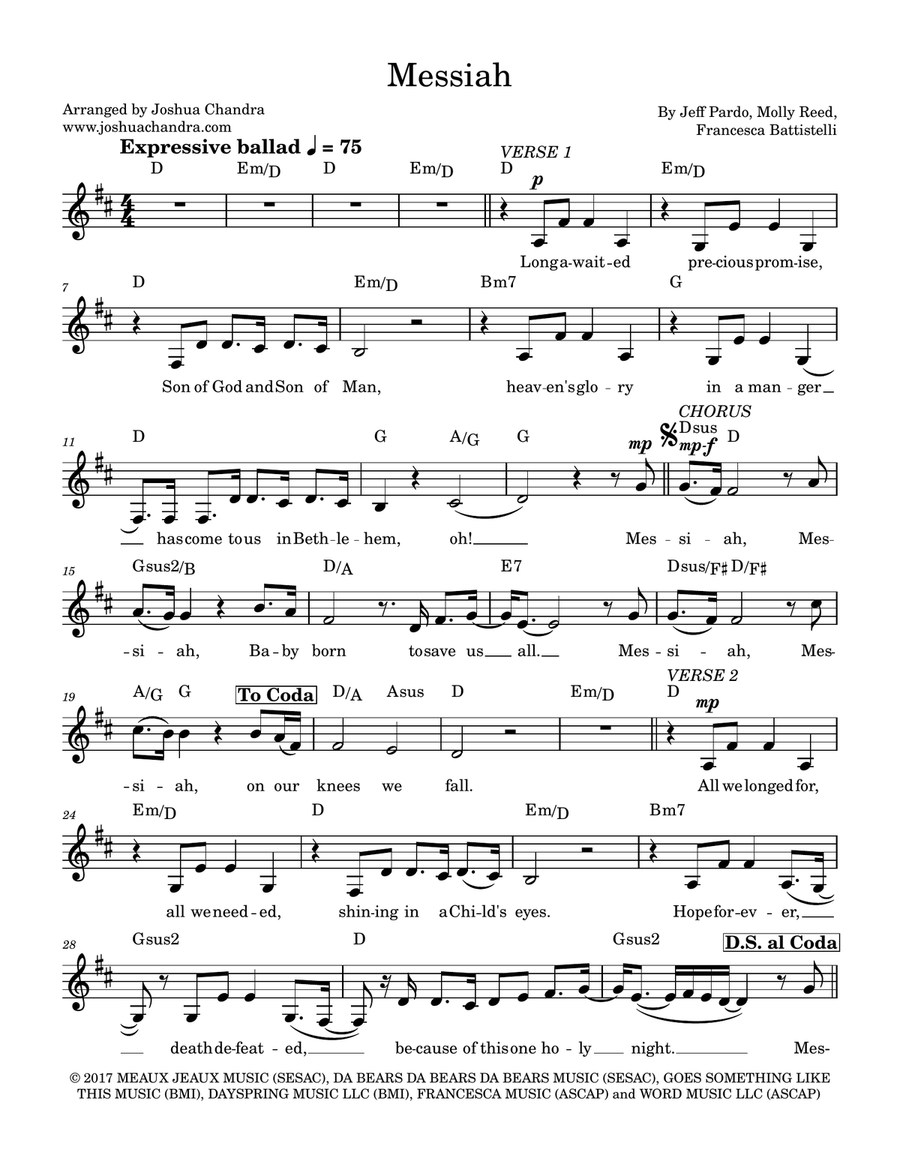 Messiah by Francesca Battistelli - Guitar - Digital Sheet Music | Sheet ...