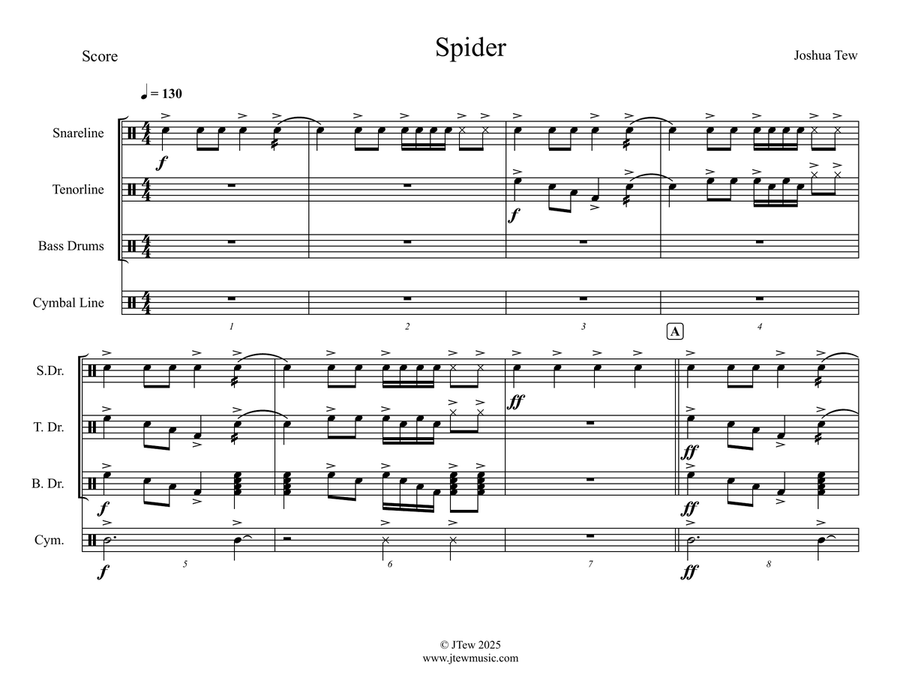 Spider - Snare Drum, Percussion, Percussion Ensemble - Beginning Digital Sheet Music | Sheet ...