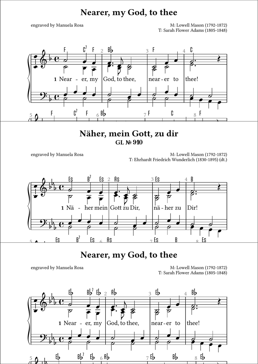 Näher, mein Gott, zu dir/Nearer, my God, to thee (Gotteslob 910 easy ...