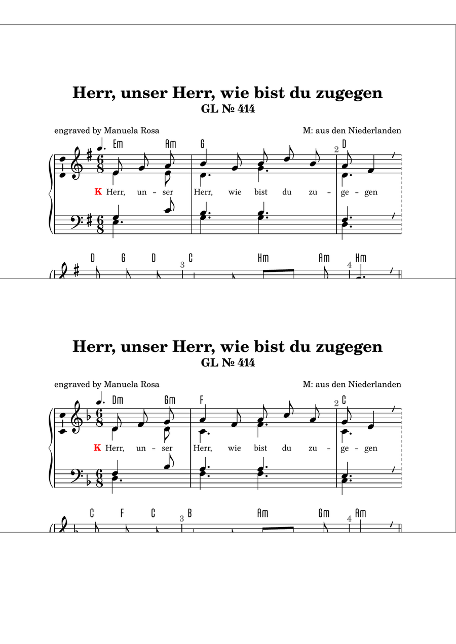 Herr, unser Herr, wie bist du zugegen (Gotteslob 414 easy organ ...