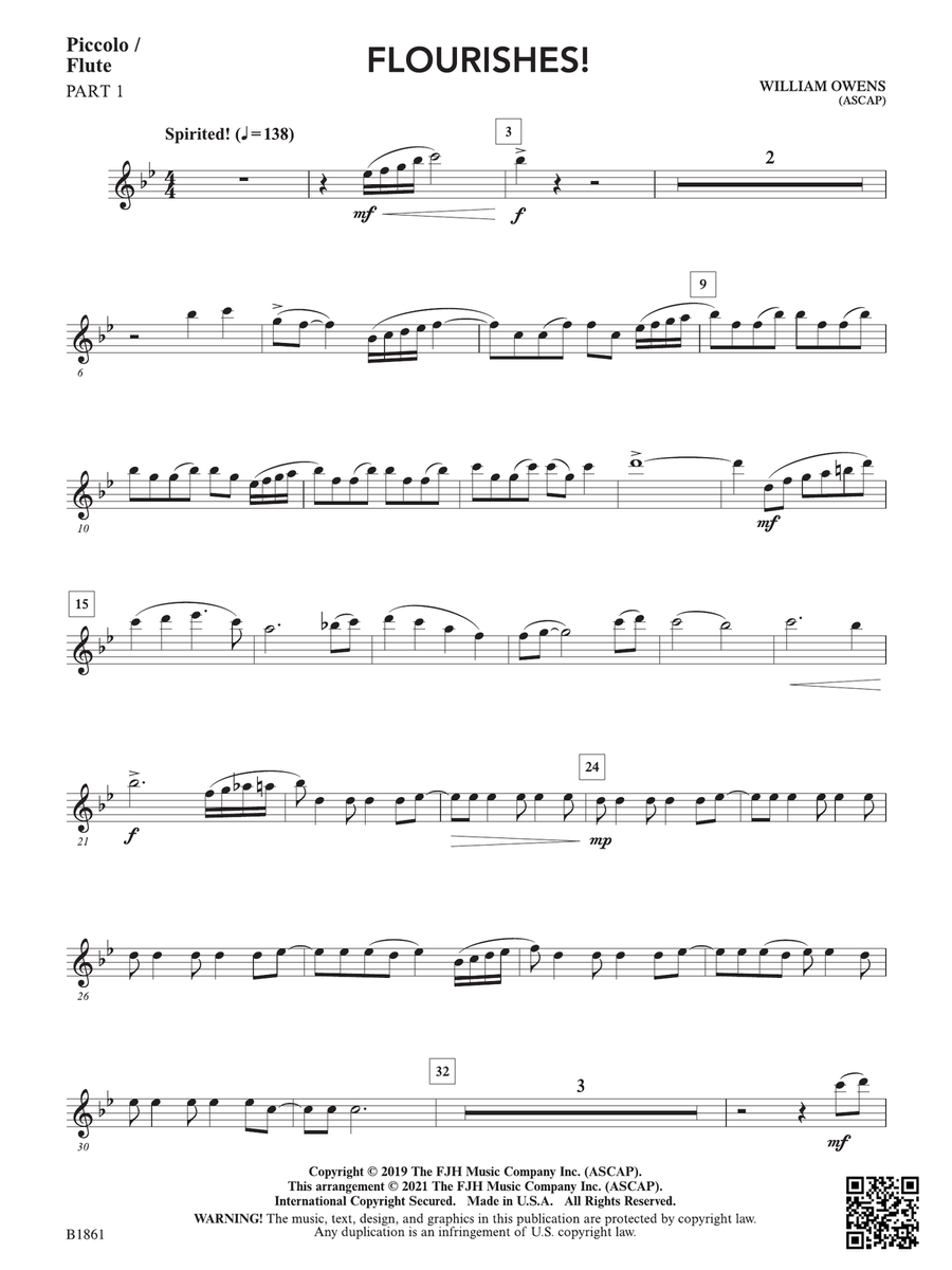 Flourishes!: Part 1 - Piccolo / Flute by William Owens - String Orchestra - Digital Sheet Music ...