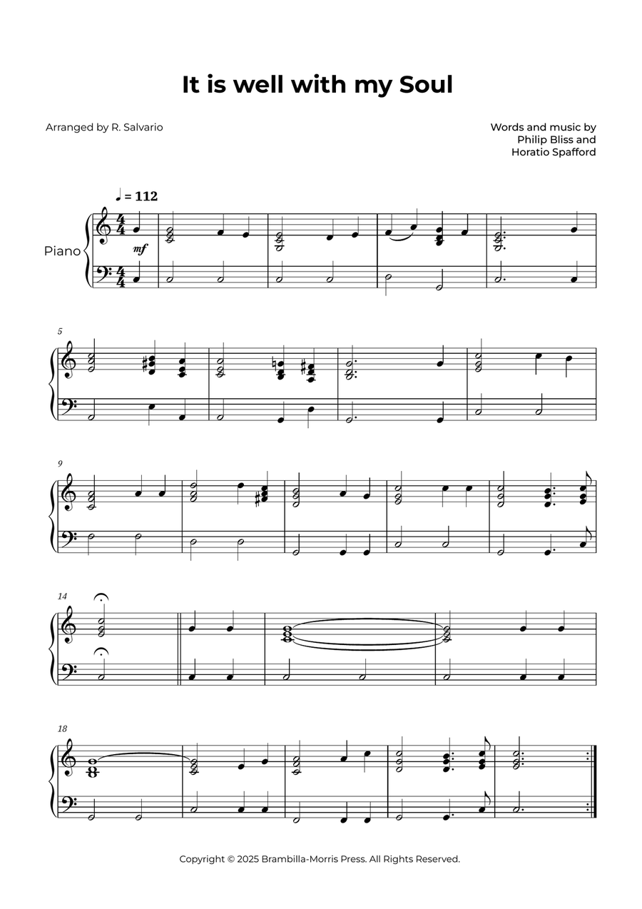 It is well with my Soul - Piano Solo - Piano Solo - Digital Sheet Music ...