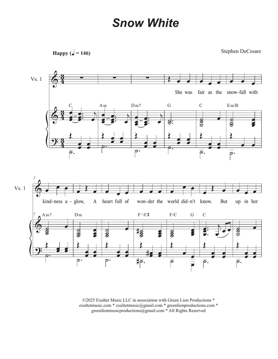 Snow White (Unison choir) by Stephen DeCesare - Unison Choir - Digital ...
