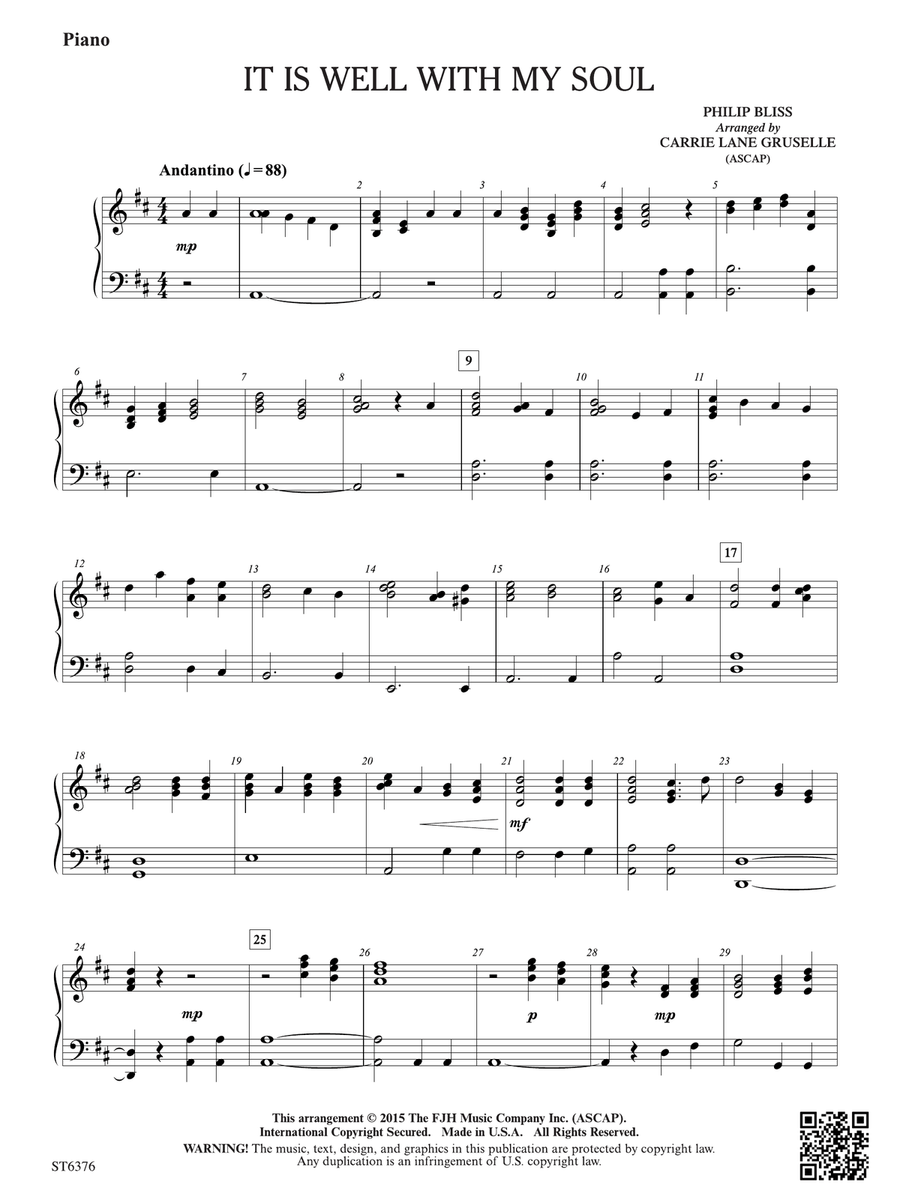 It Is Well with My Soul: Piano by Carrie Lane Gruselle - Piano Solo ...