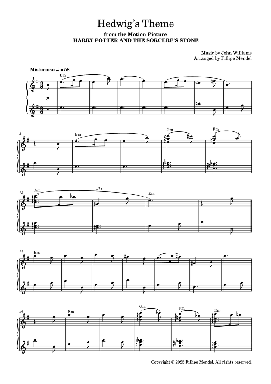 Hedwig's Theme (from Harry Potter and the Sorcerer's Stone) by John ...