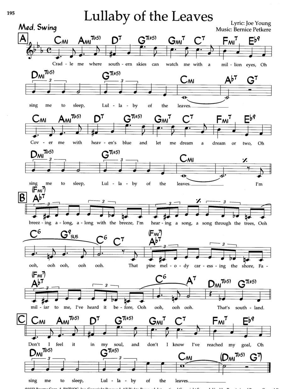 Lullaby of the Leaves - Lead Sheet - Piano, C Instrument - Intermediate ...
