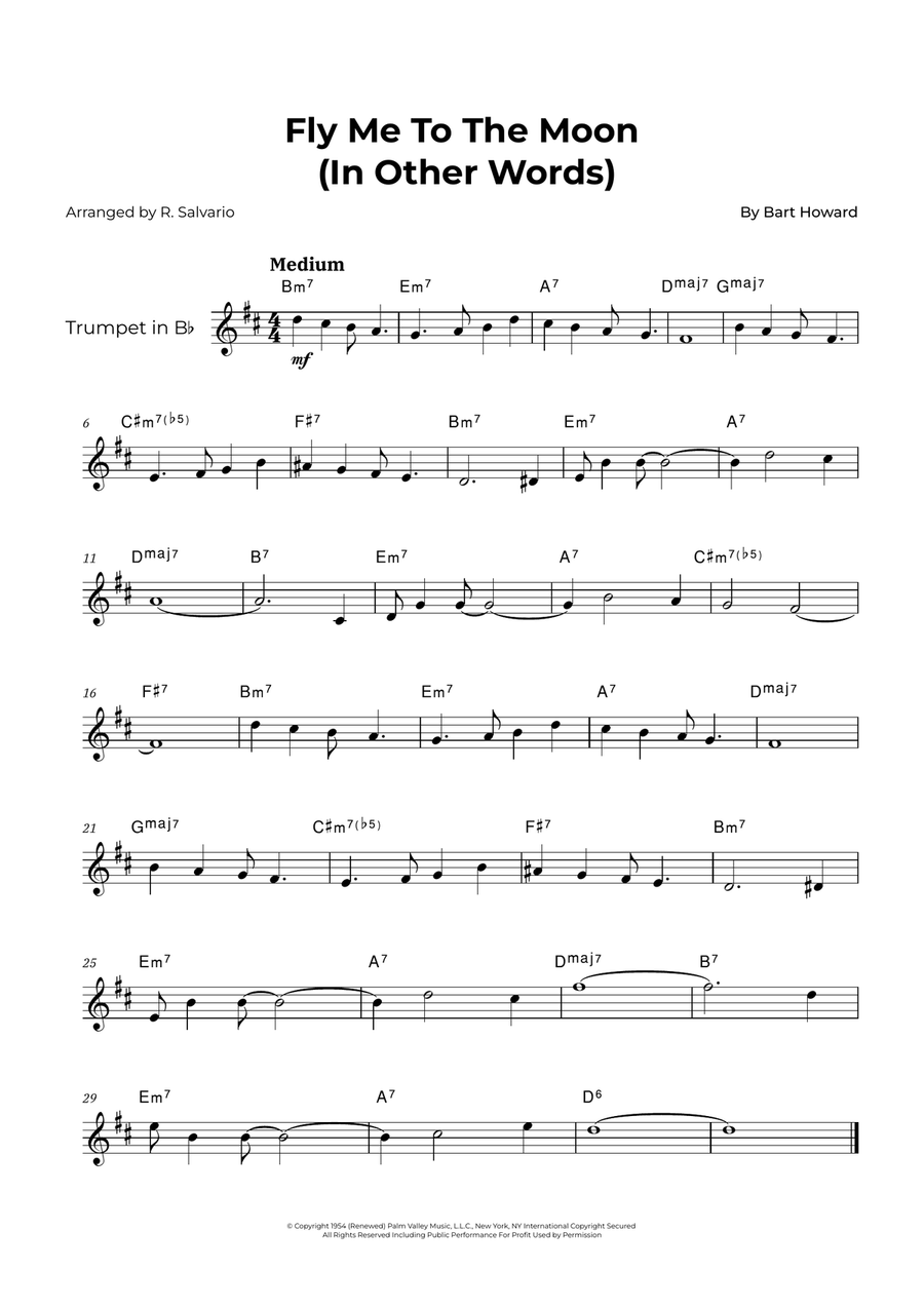 Fly Me To The Moon (In Other Words) by Tony Bennett - B-Flat Trumpet ...