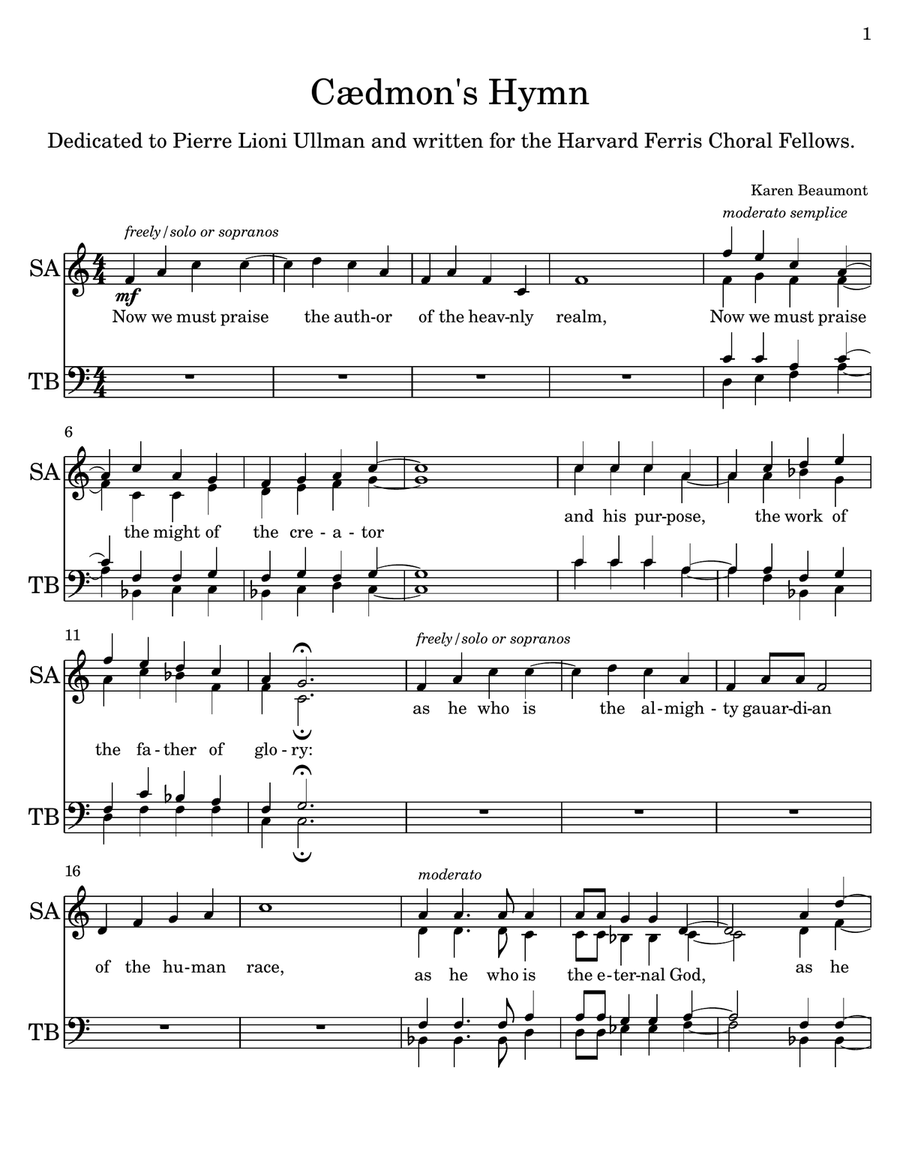 Cædmon's Hymn for SATB choir - Choir, 4-Part, SATB - Intermediate ...