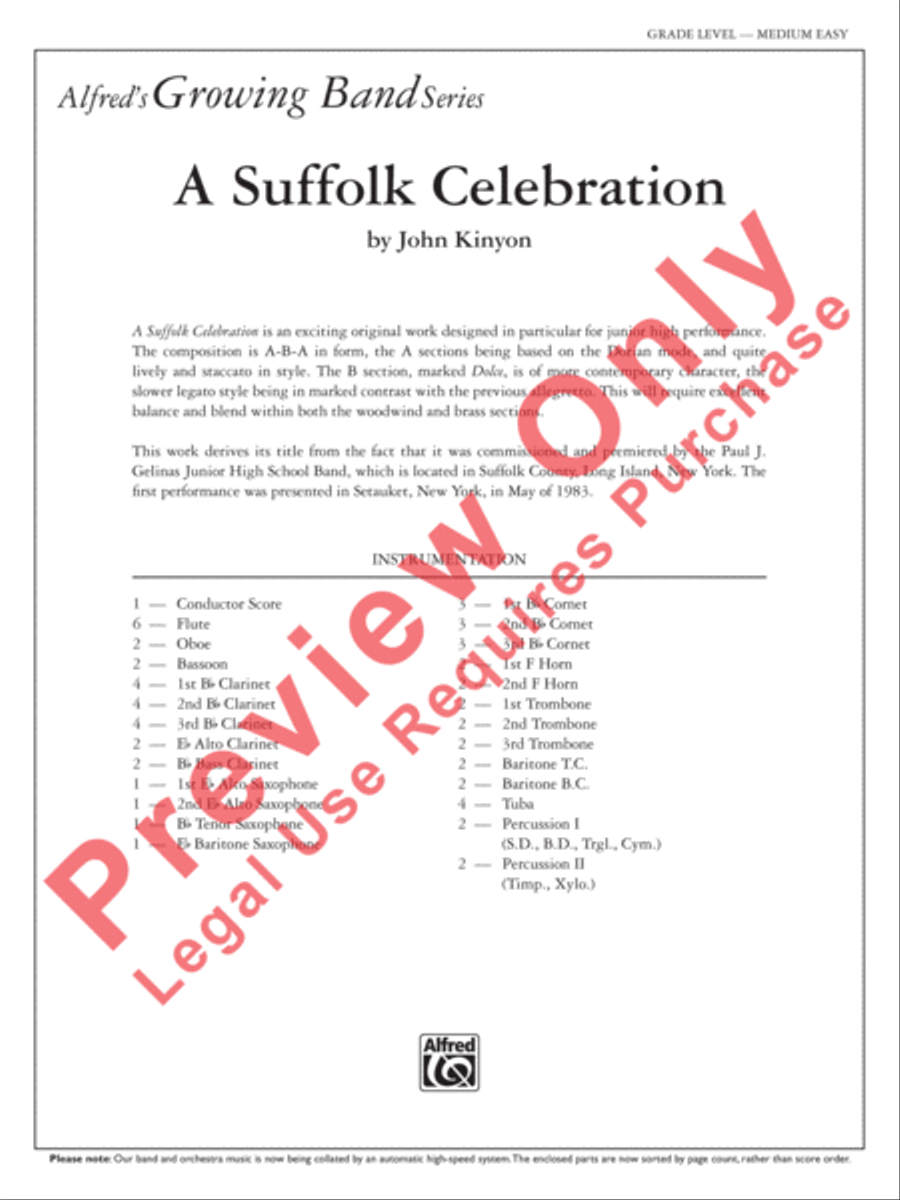 A Suffolk Celebration by John Kinyon - Concert Band - Sheet Music ...